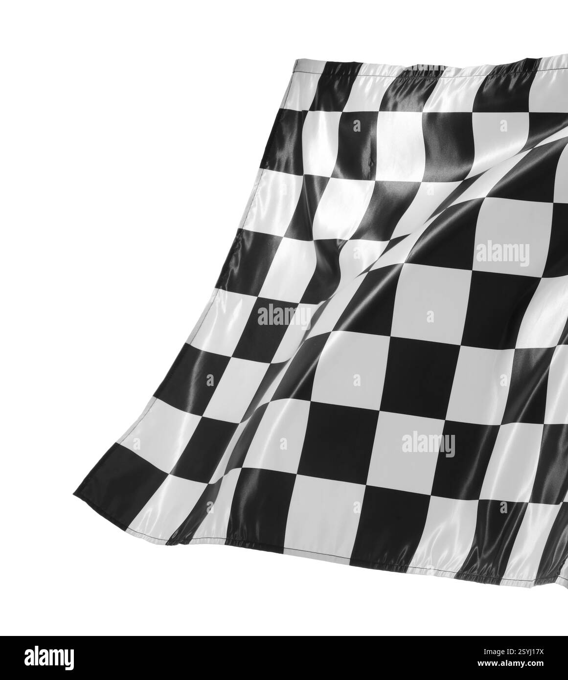 One racing checkered flag isolated on white Stock Photo - Alamy