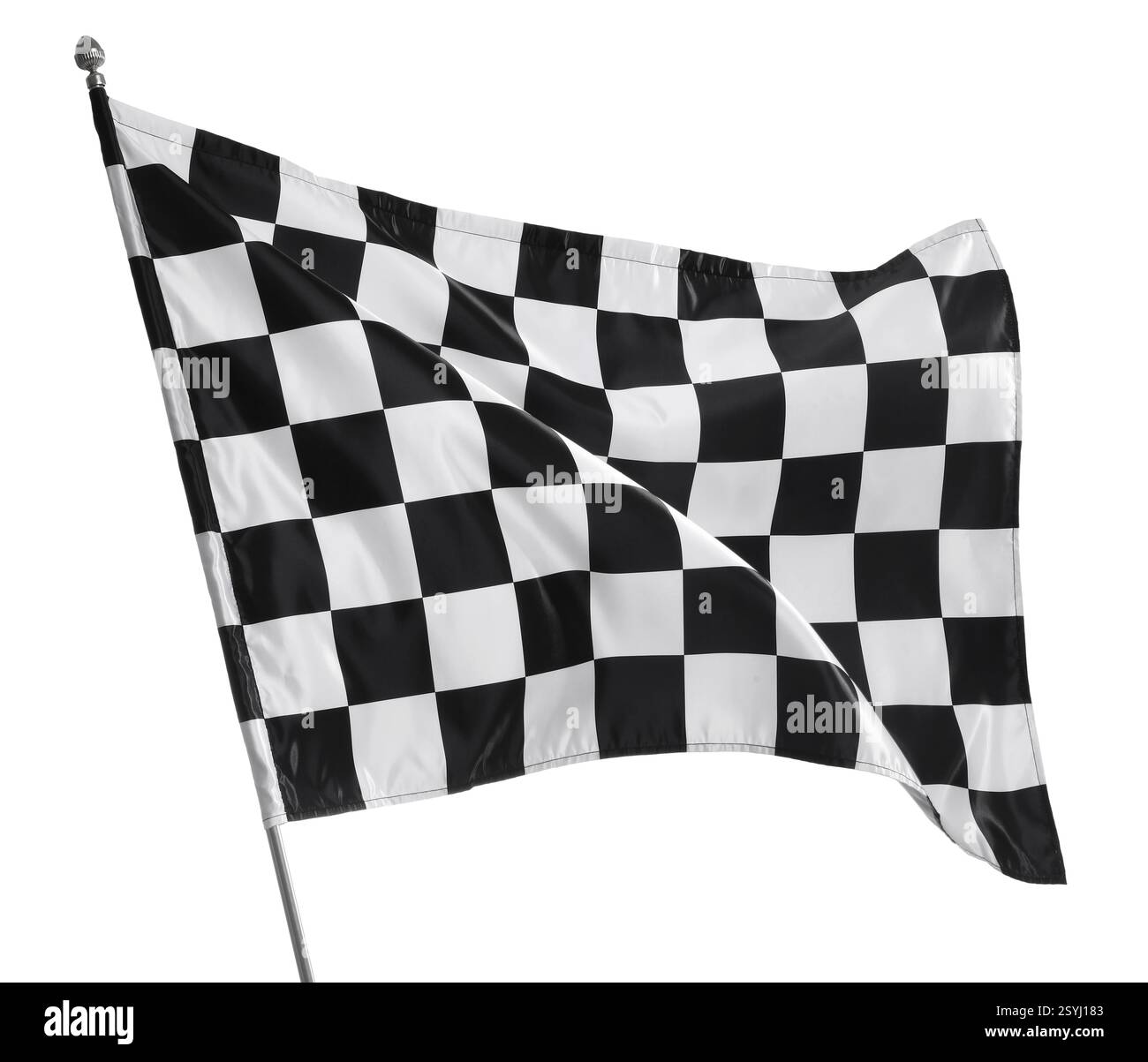 One racing checkered flag isolated on white Stock Photo - Alamy