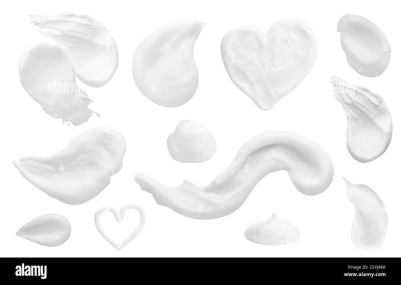 Body cream, collage. Samples on different colorful backgrounds Stock ...