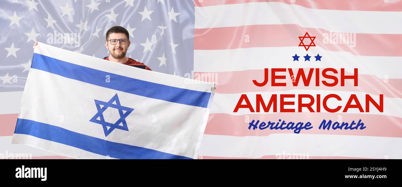 Banner for Jewish American Heritage Month with young man Stock Photo ...