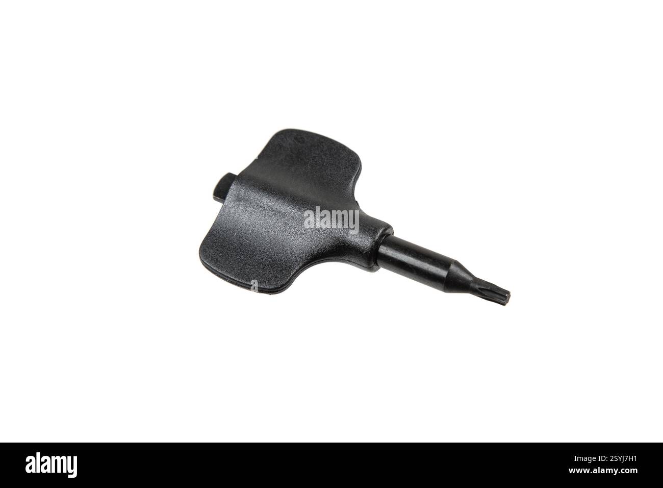 A black T-handle Torx wrench with a star-shaped tip, isolated on a ...