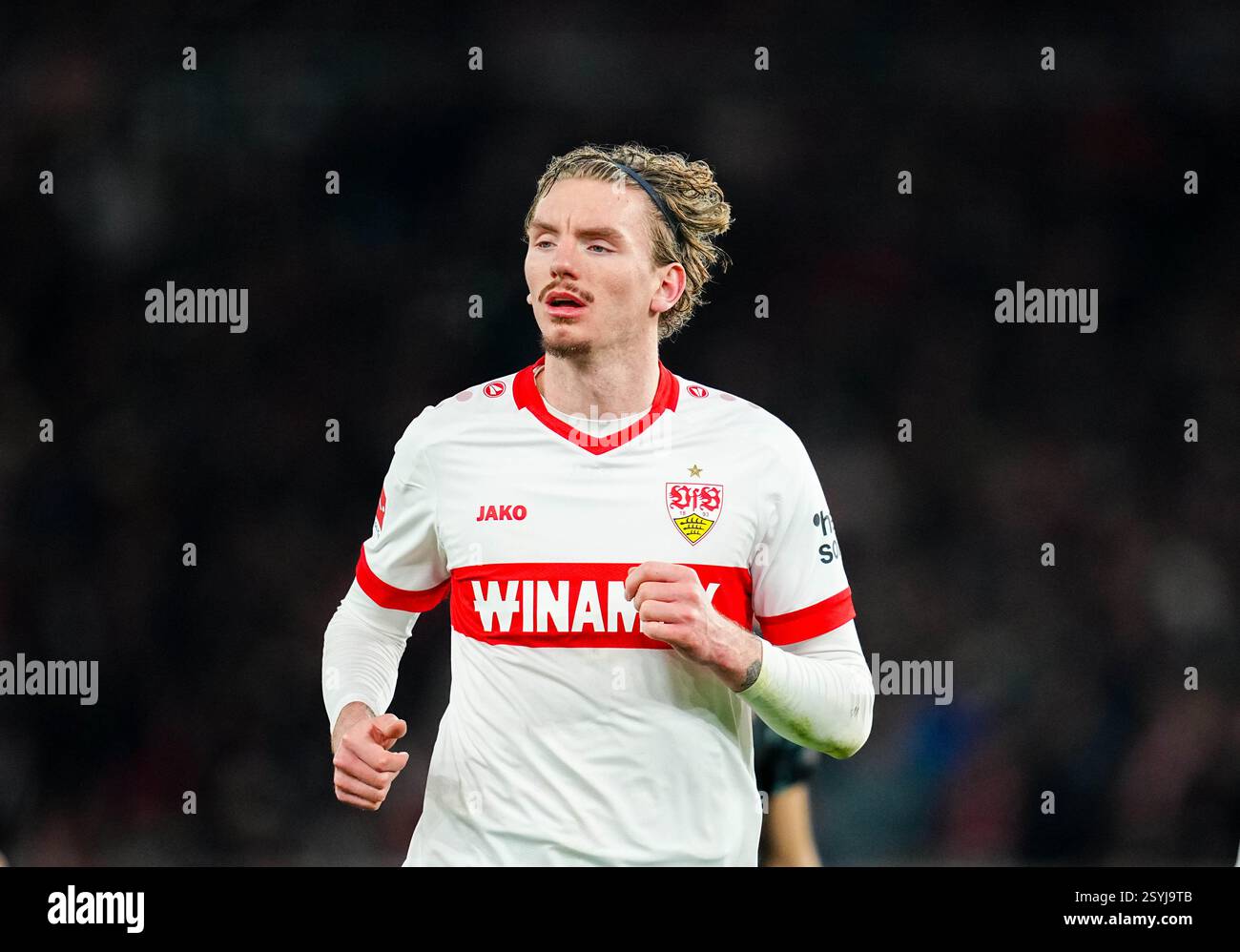 February 28 2025: Nick Woltemade of VfB Stuttgart looks on during a 1 ...