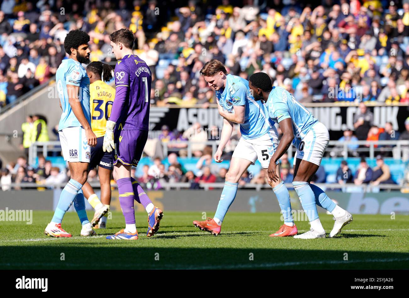 Coventry City's Jack Rudoni (centre) celebrates scoring their side's ...