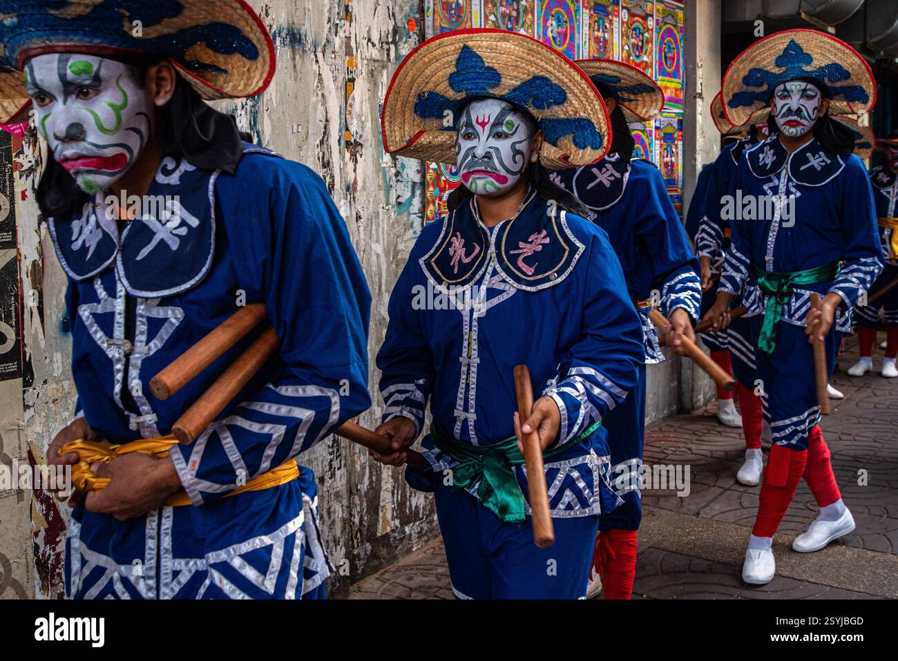 Dancers seen performing the traditional Yingge dance in Chinatown ...