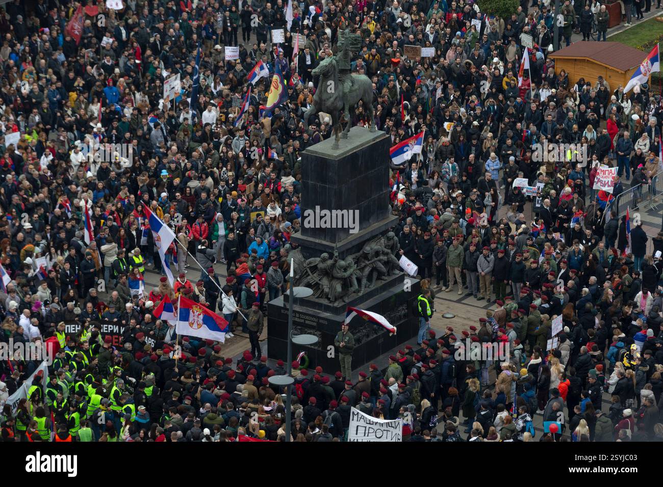 People crowd a square during a student-led protest and a 18-hour ...