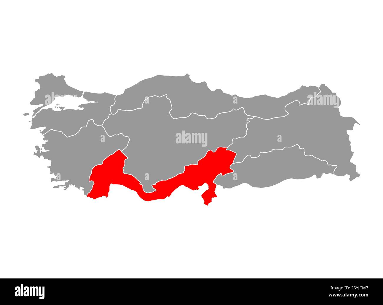 Mediterranean Region of Turkey map symbol shape, travel web concept ...