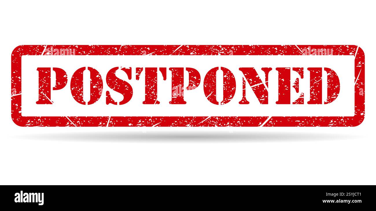Postponed stamp symbol shadow, label sticker sign button, text banner ...
