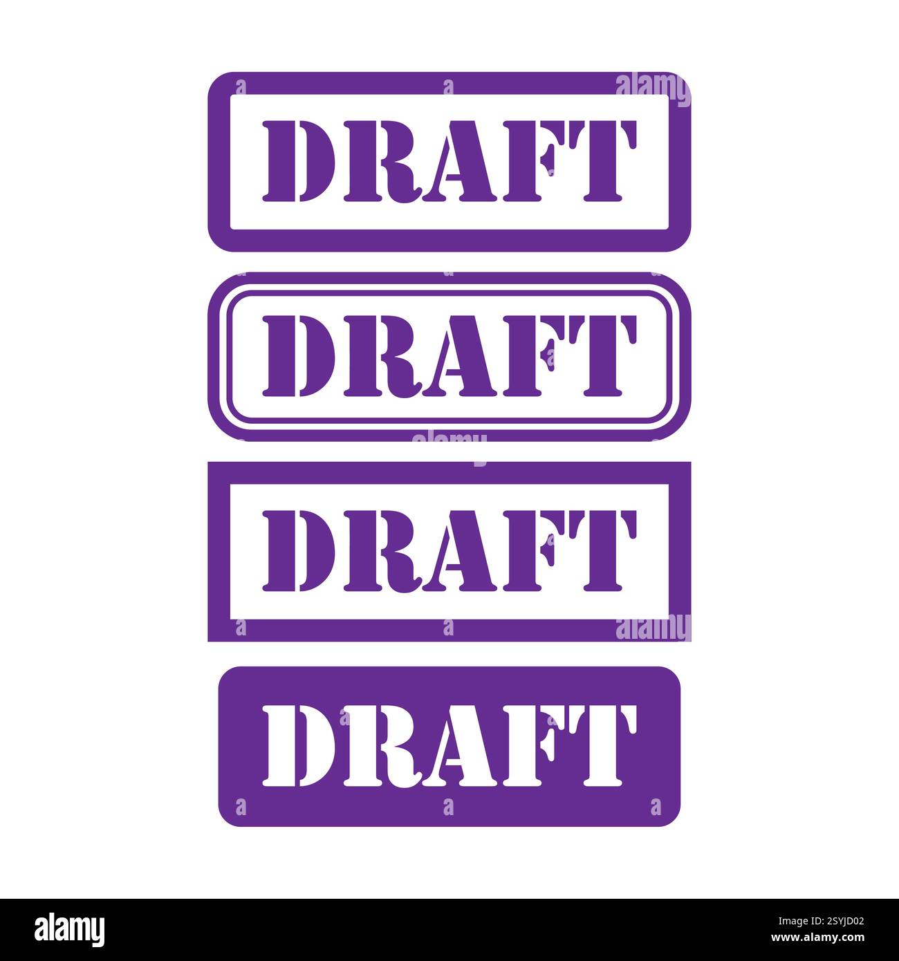 Set of Draft stamp symbol, label sticker sign button, text banner ...