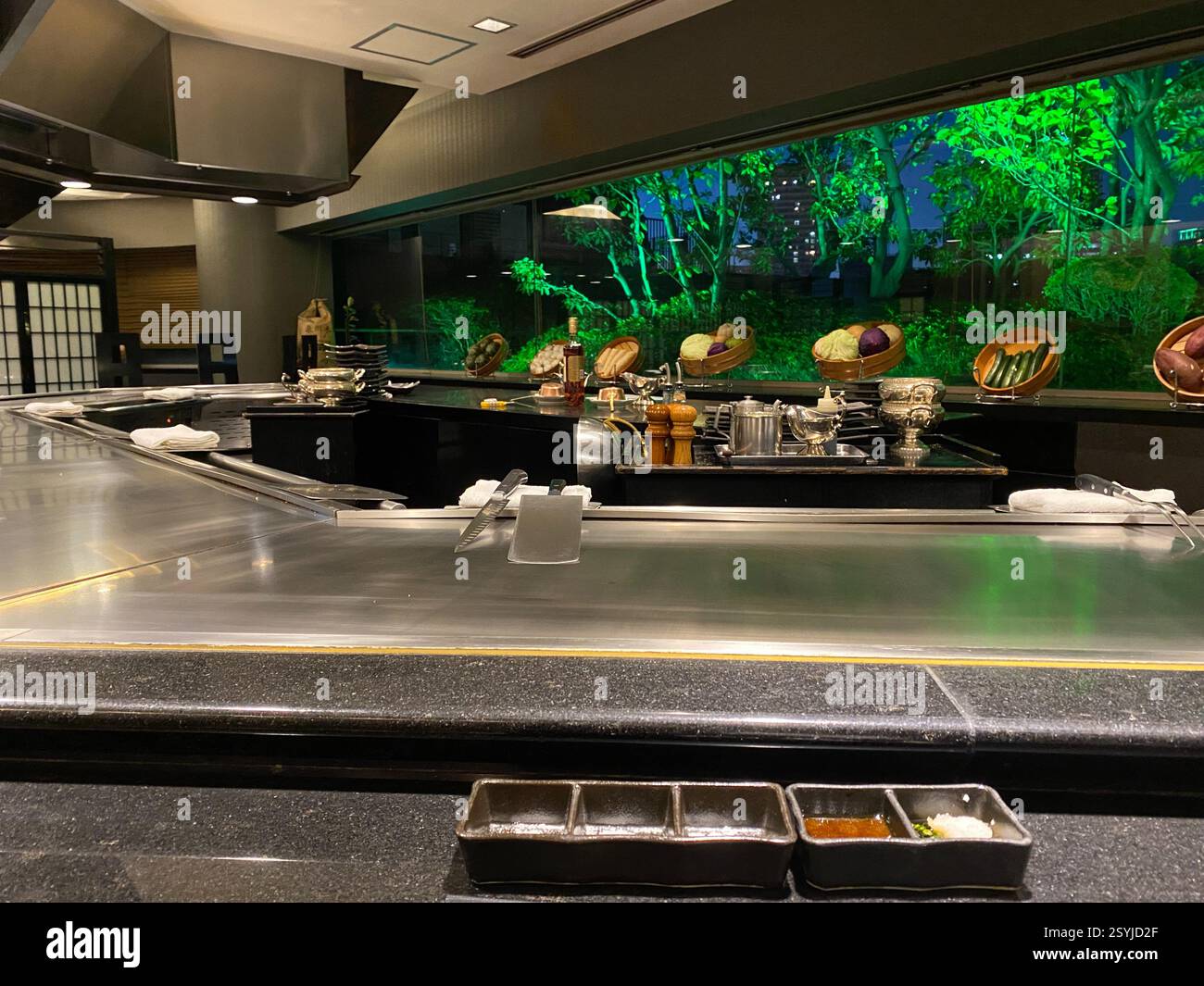 Stage like open-kitchen of the unique farm to table teppanyaki "Minami ...