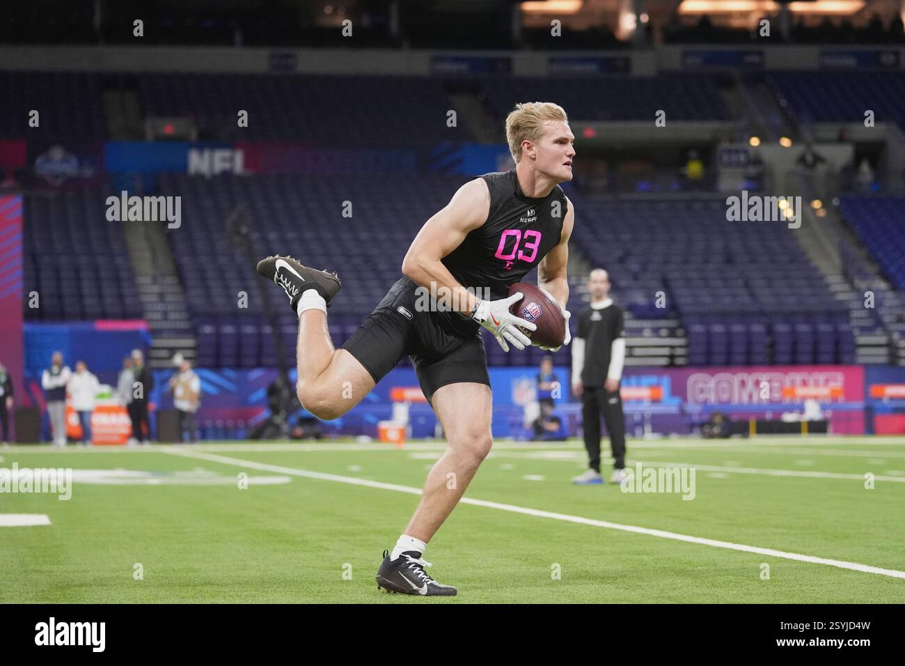 Navy defensive back Rayuan Lane III runs a drill at the NFL football ...