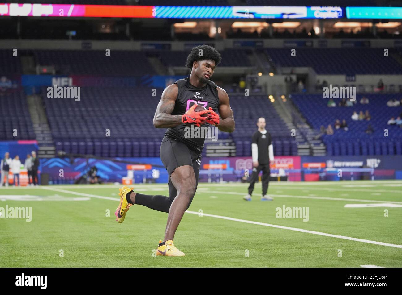 Navy defensive back Rayuan Lane III runs a drill at the NFL football ...