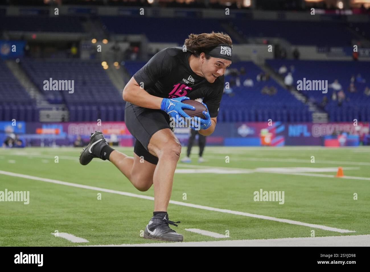 Navy defensive back Rayuan Lane III runs a drill at the NFL football ...
