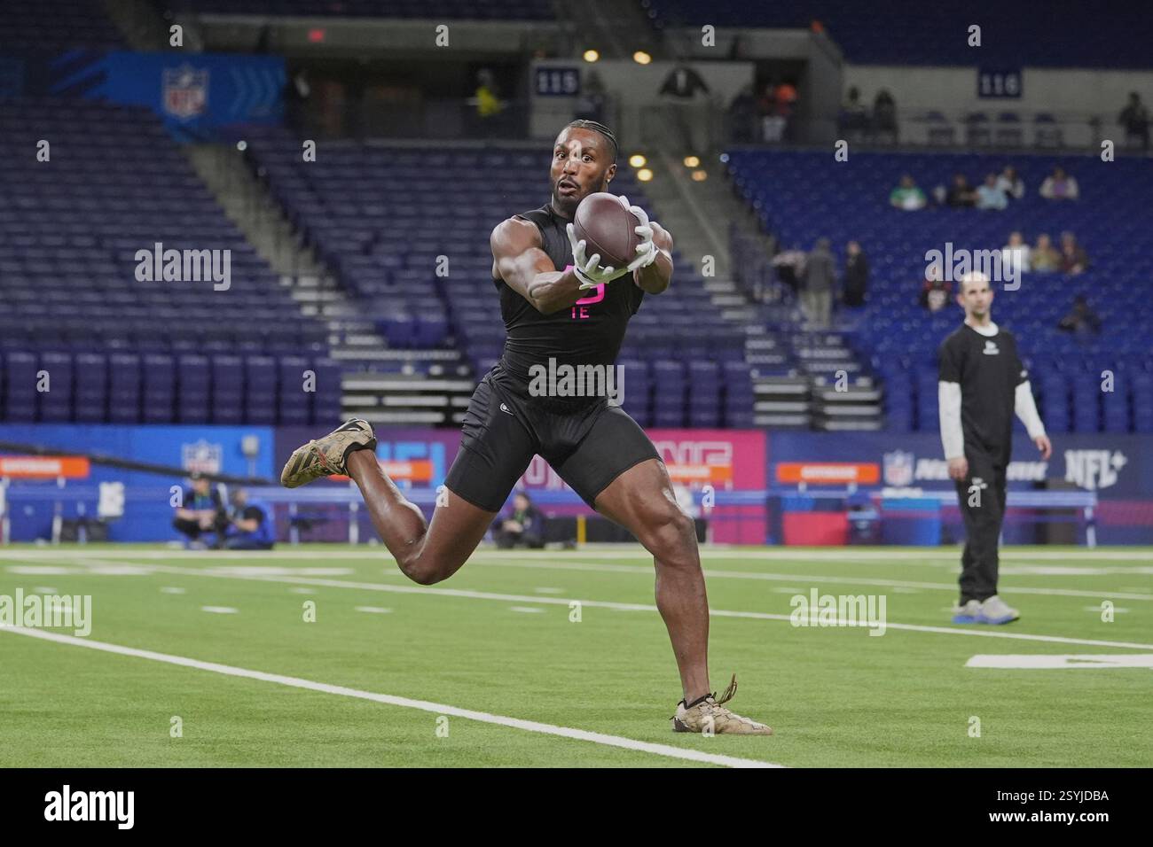 South Carolina tight end Joshua Simon runs a drill at the NFL football ...
