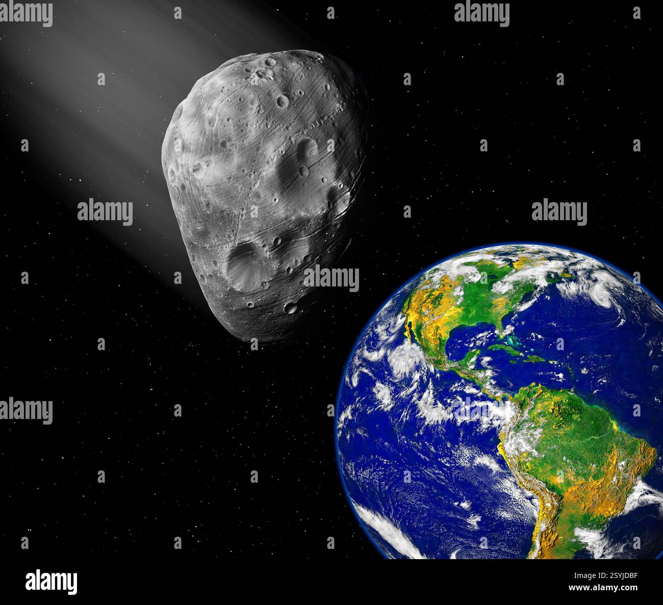 Asteroid collision with Earth Stock Photo - Alamy