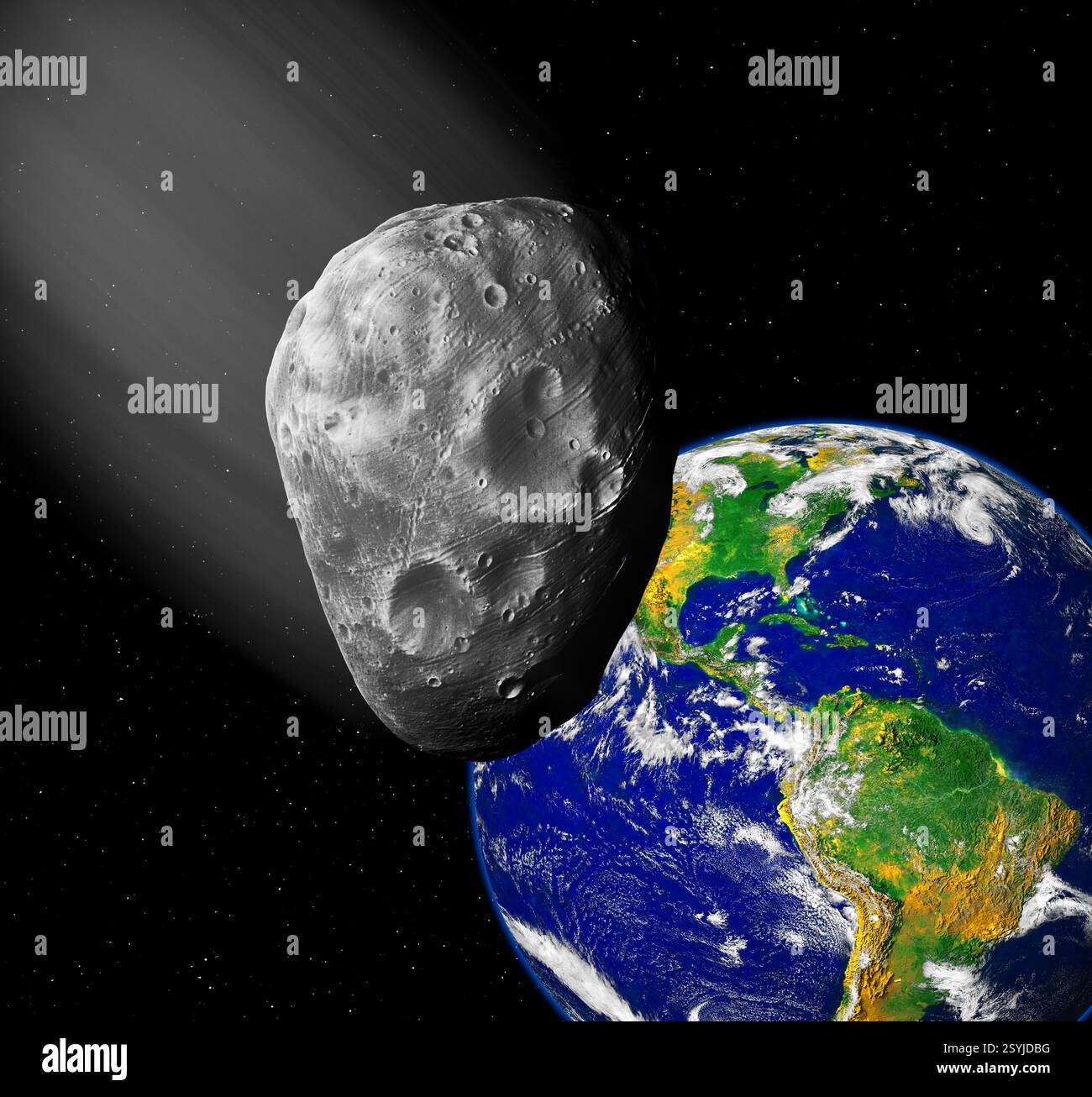 Asteroid collision with Earth Stock Photo - Alamy