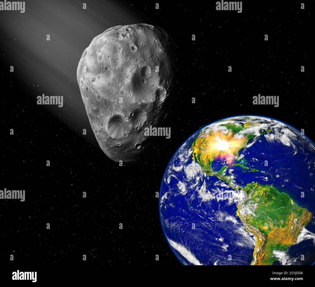 Asteroid collision with Earth Stock Photo - Alamy