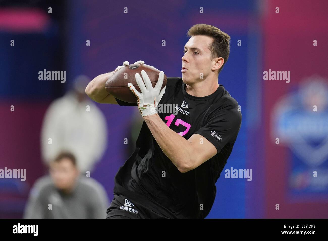 Texas tight end Gunnar Helm runs a drill at the NFL football scouting ...