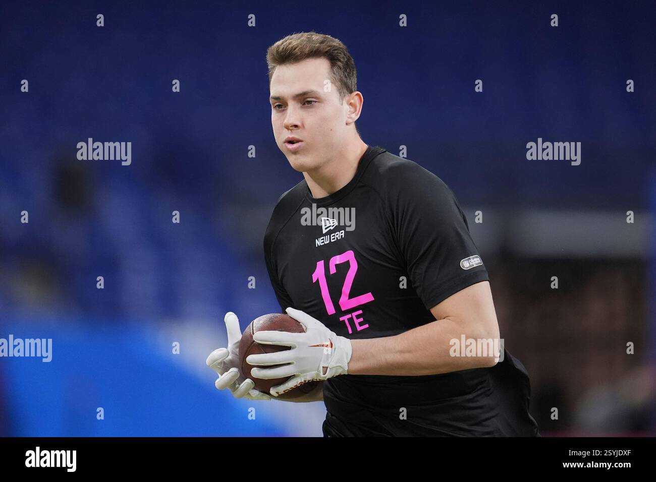 Texas tight end Gunnar Helm runs a drill at the NFL football scouting ...