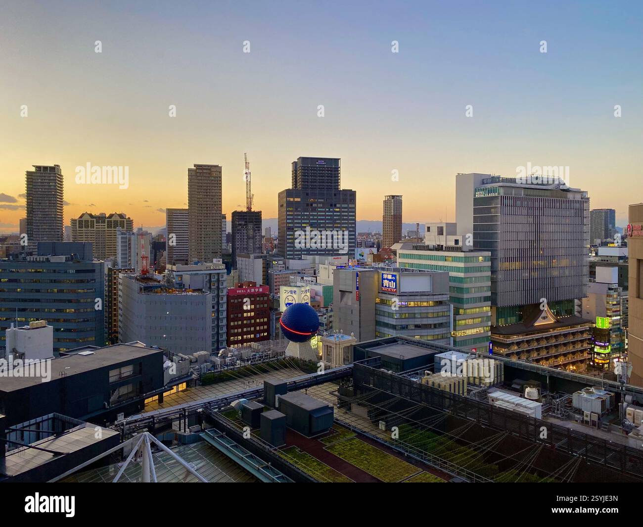 Sunset landscape with scenic view of Namba as seen from the luxury 5 ...