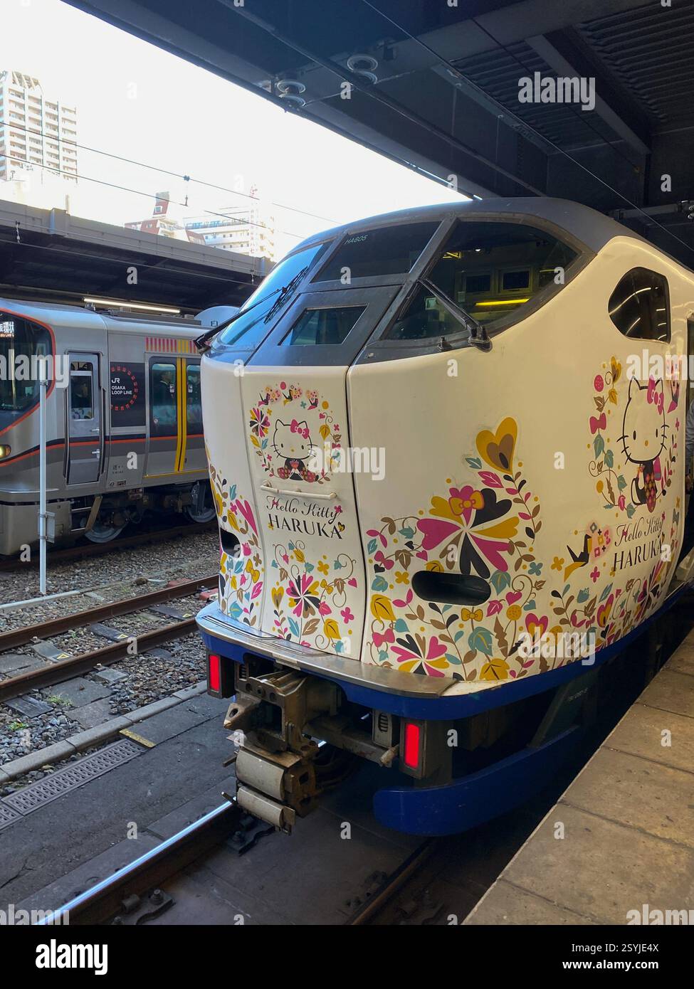 Scenic view of the "Hello Kitty" Haruka Express train at the Shin-Ōsaka ...
