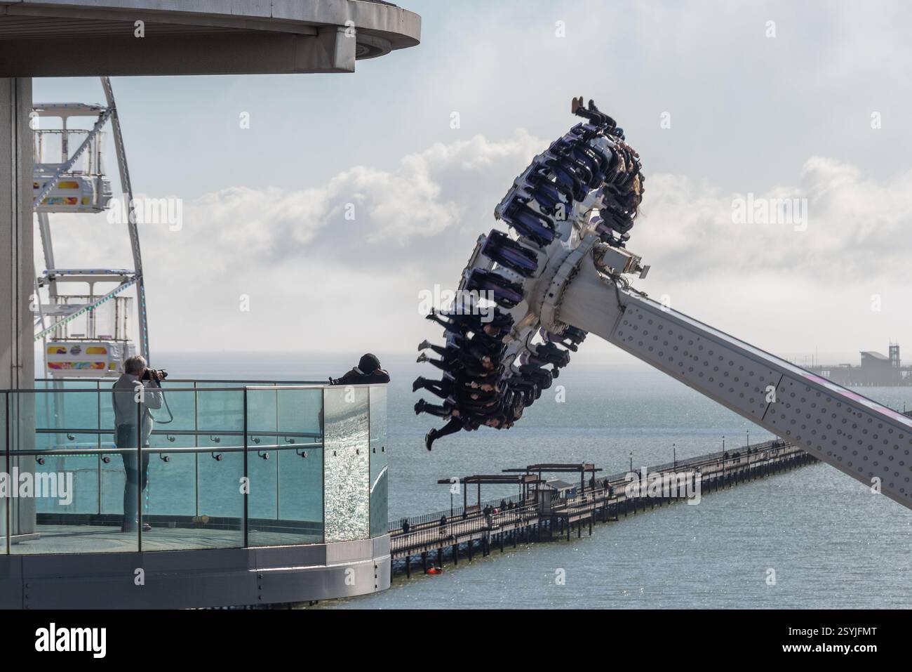 Southend on Sea, Essex, UK. 1st Mar, 2025. Visitors are riding the Axis ...
