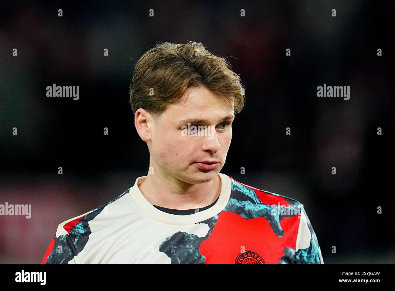 February 28 2025: Jonas Urbig of Bayern Munich looks on during a 1 ...