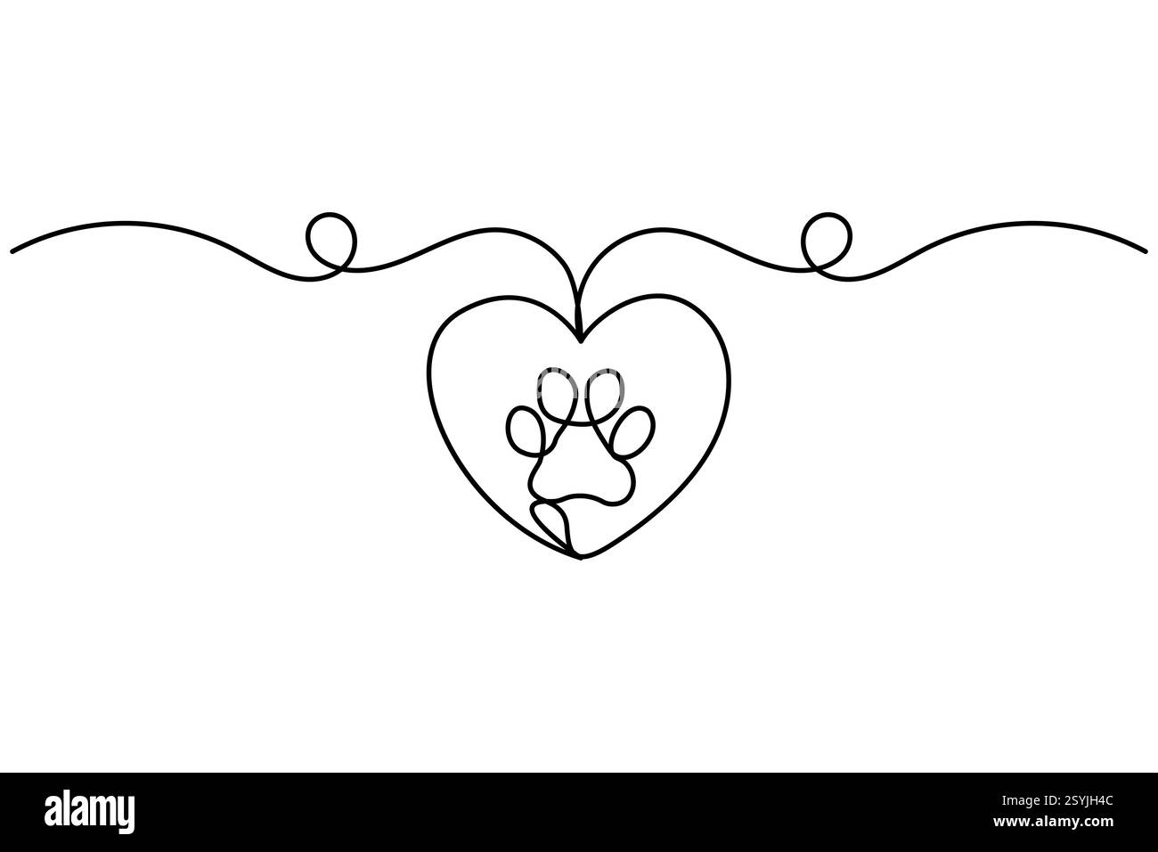 continuous one line dog paw outline drawing vector illustration of ...
