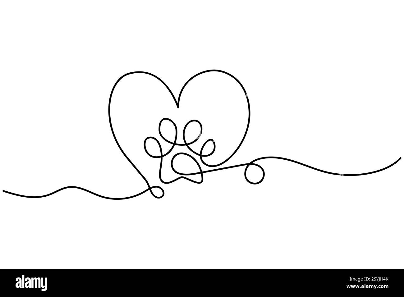 continuous one line dog paw outline drawing vector illustration of ...