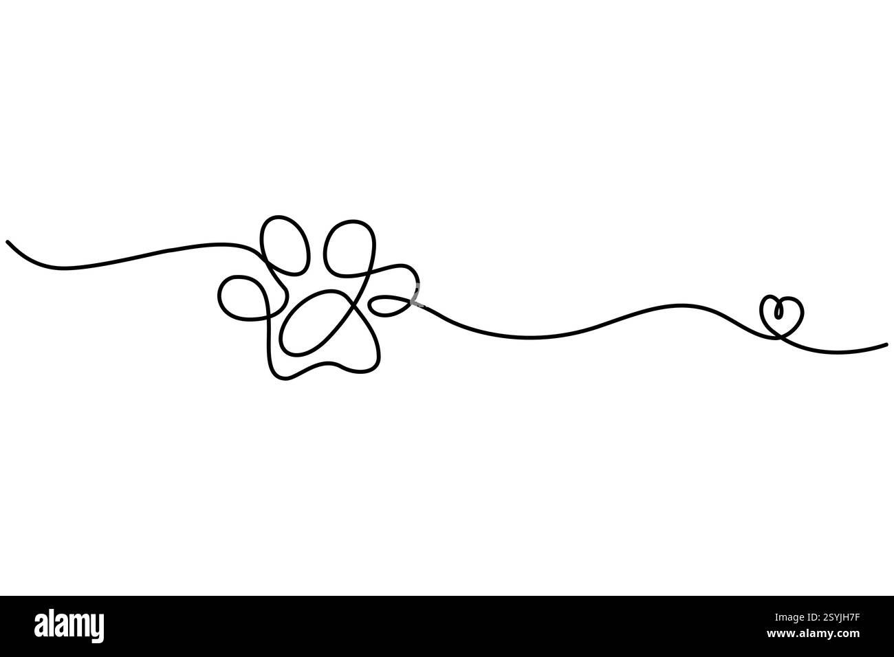 continuous one line dog paw outline drawing vector illustration of ...