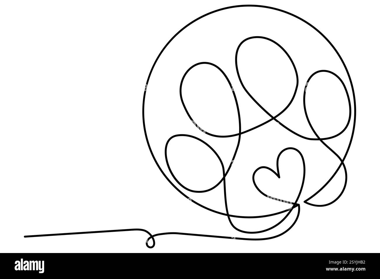 continuous one line dog paw outline drawing vector illustration of ...