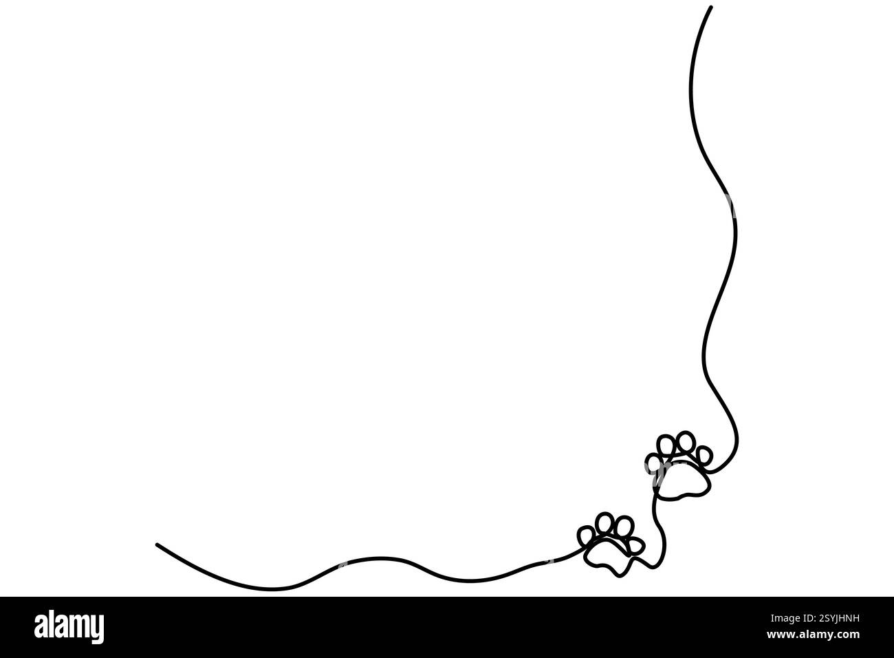 continuous one line dog paw outline drawing vector illustration of ...