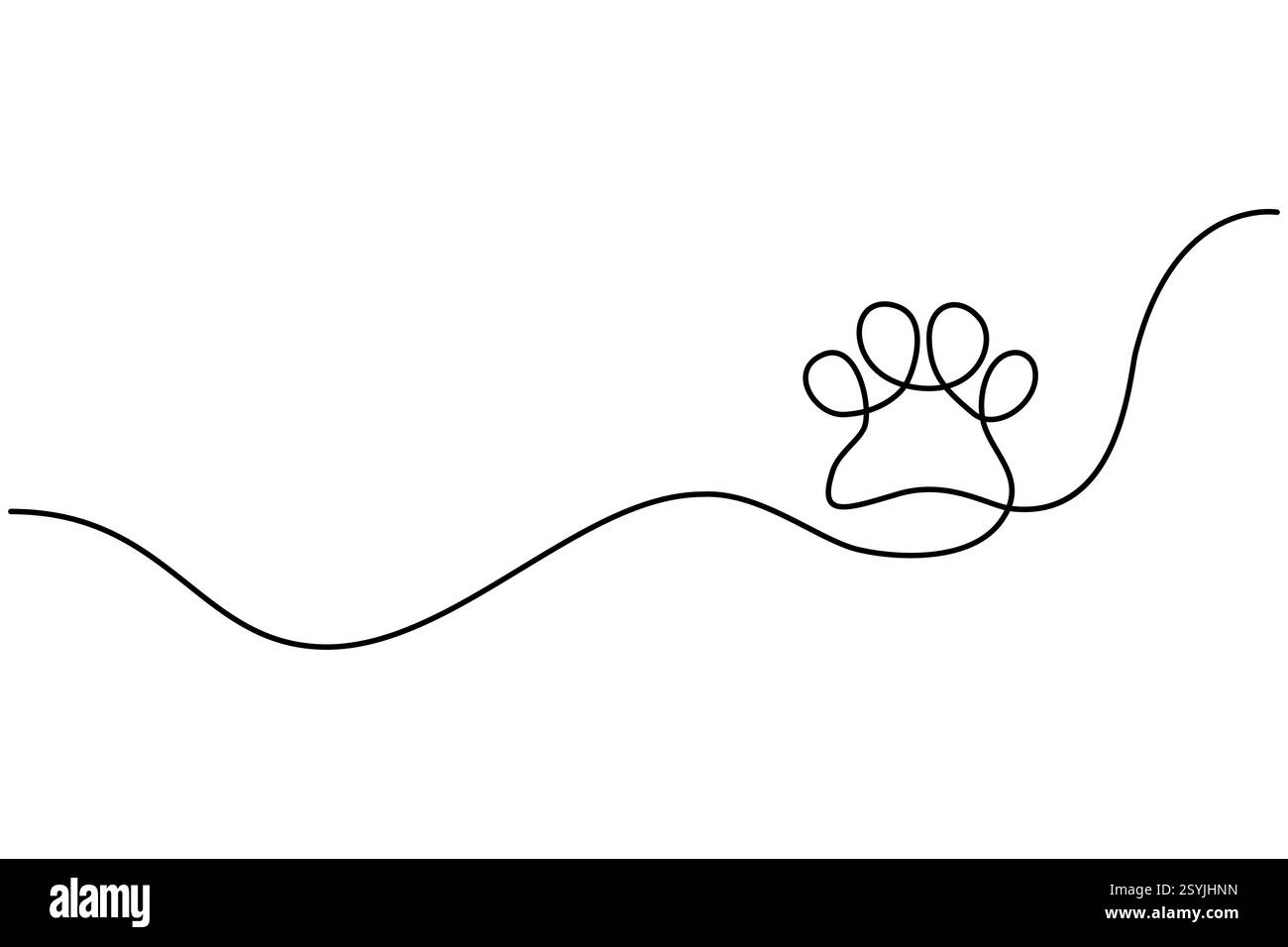 continuous one line dog paw outline drawing vector illustration of ...