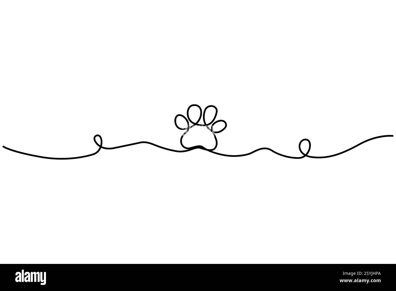 continuous one line dog paw outline drawing vector illustration of ...