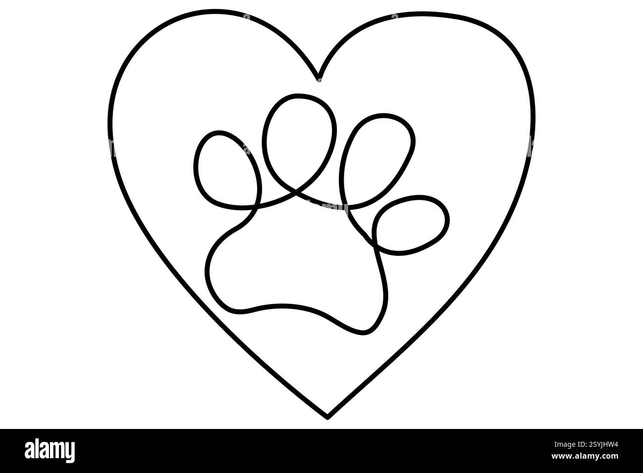 continuous one line dog paw outline drawing vector illustration of ...