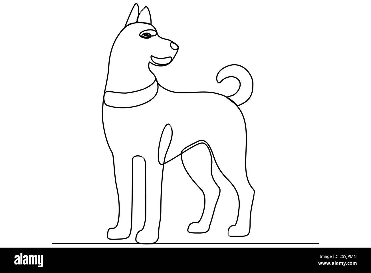 Dog continuous single line art outline vector illustration of ...