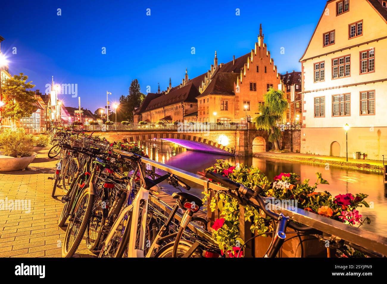 Strasbourg bridges and historic architecture evening view, Alsace ...