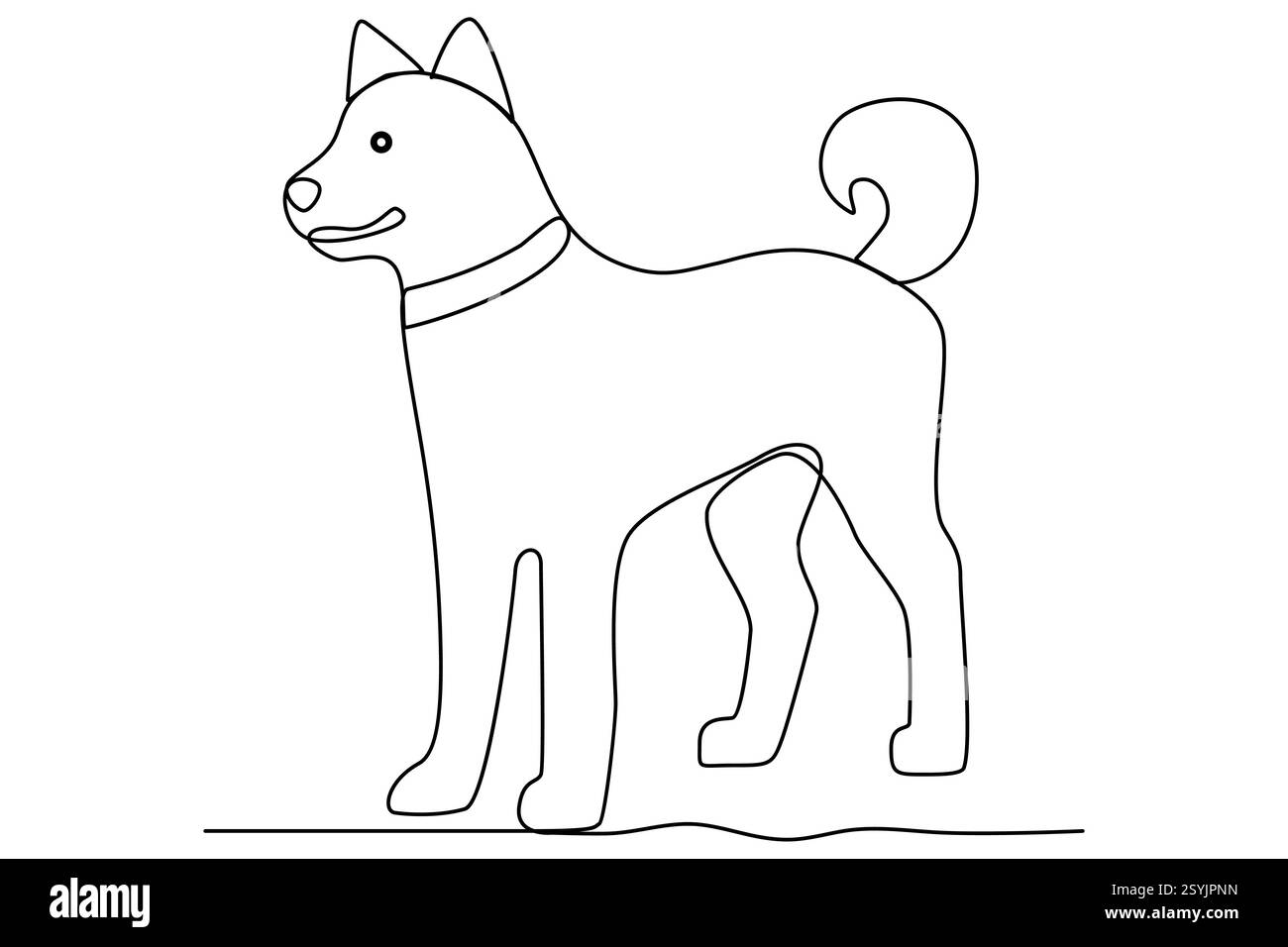 Dog continuous single line art outline vector illustration of ...