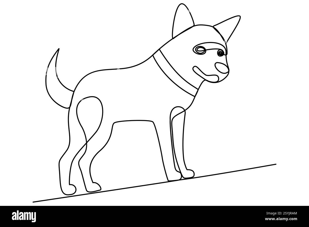 Dog continuous single line art outline vector illustration of ...