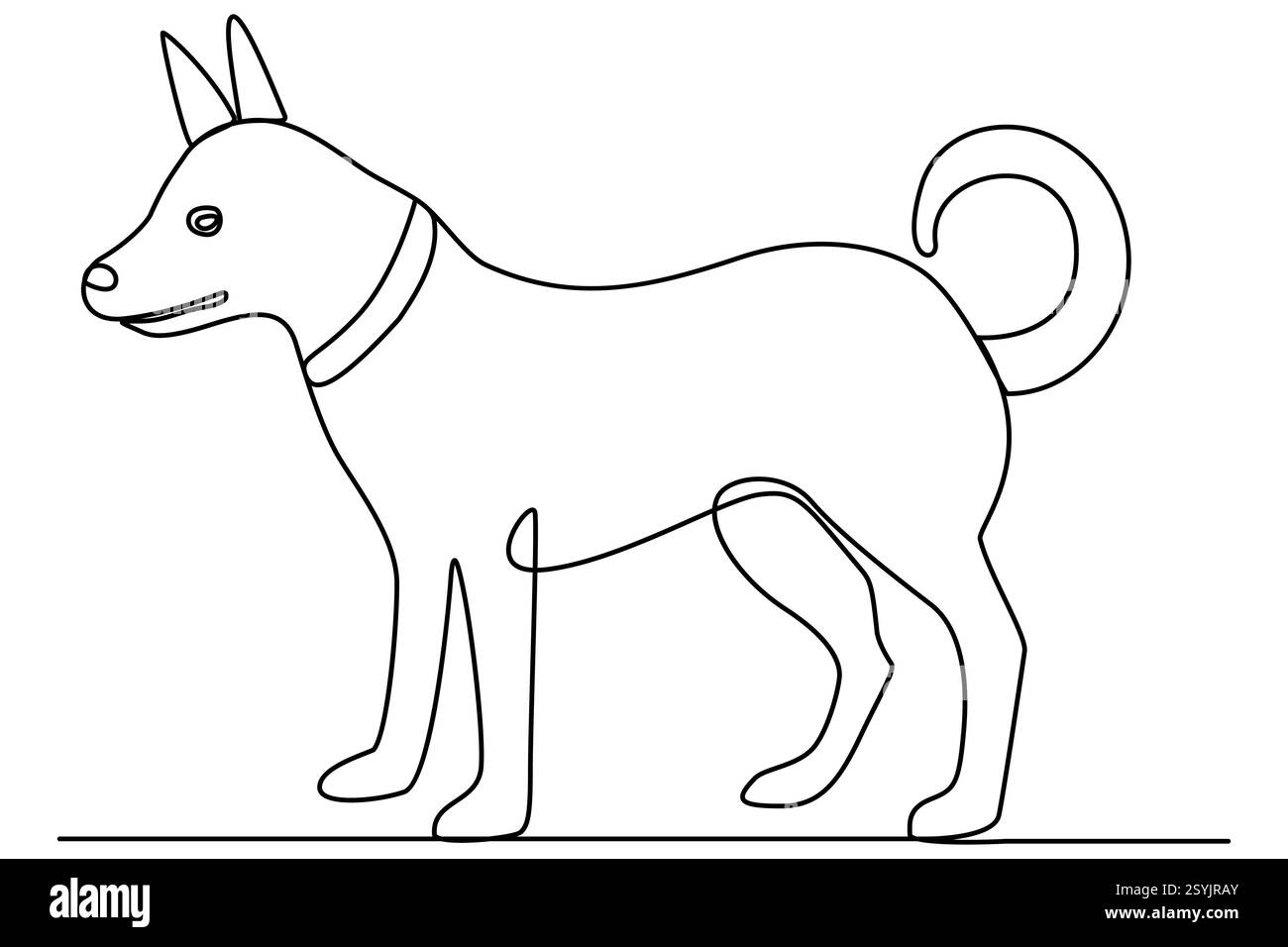 Dog continuous single line art outline vector illustration of ...