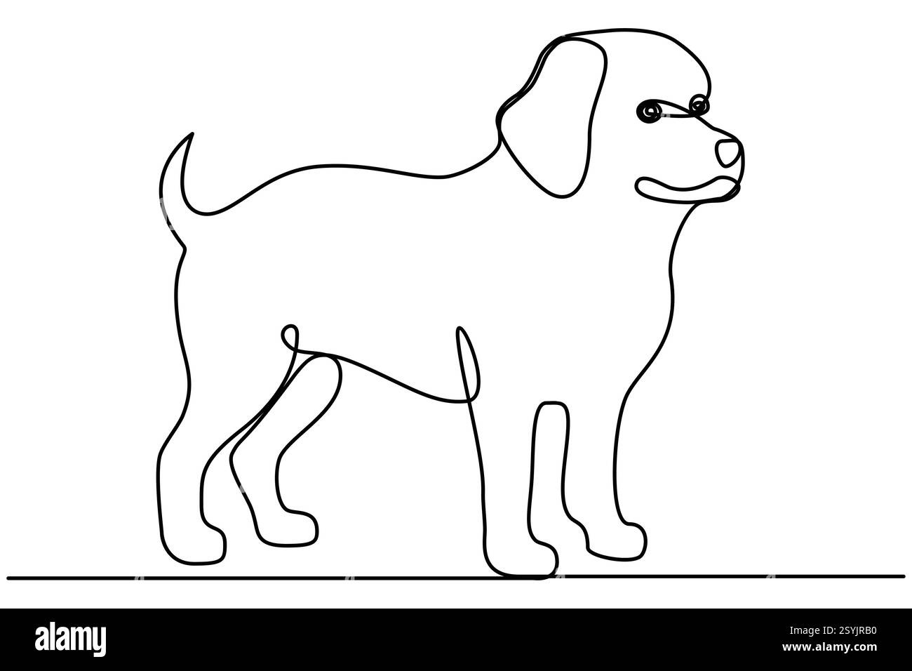 Dog continuous single line art outline vector illustration of ...