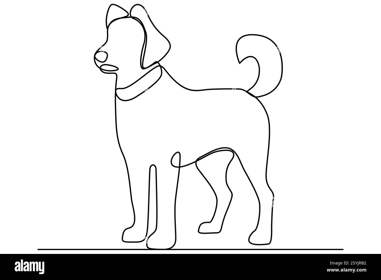 Dog continuous single line art outline vector illustration of ...