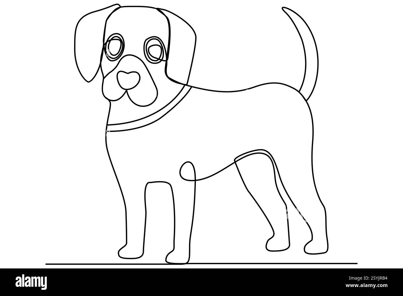 Dog continuous single line art outline vector illustration of ...