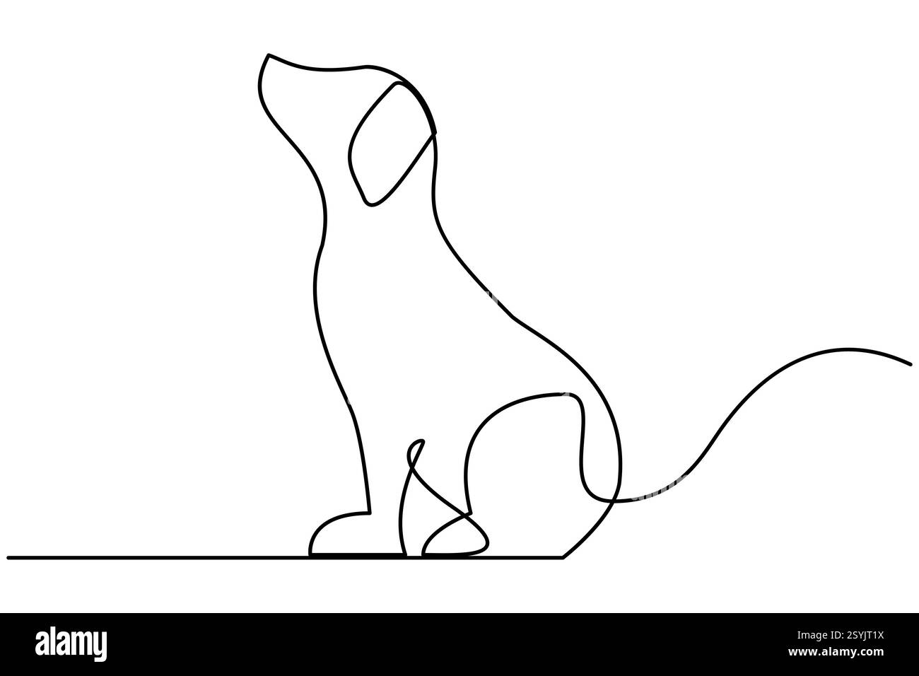 Dog continuous single line art outline vector illustration of ...