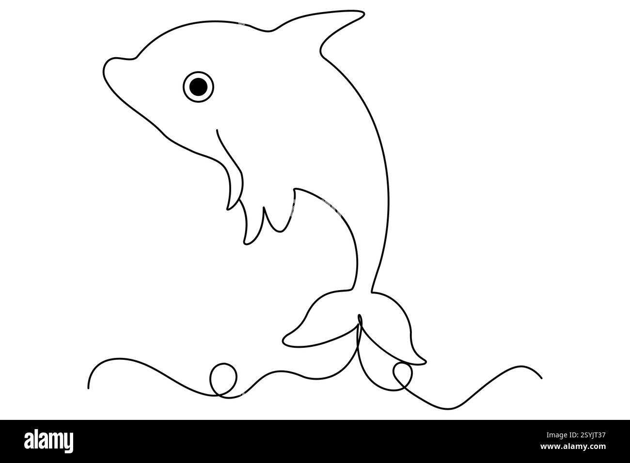 continuous single line art drawing Dolphin minimalist sketch line ...