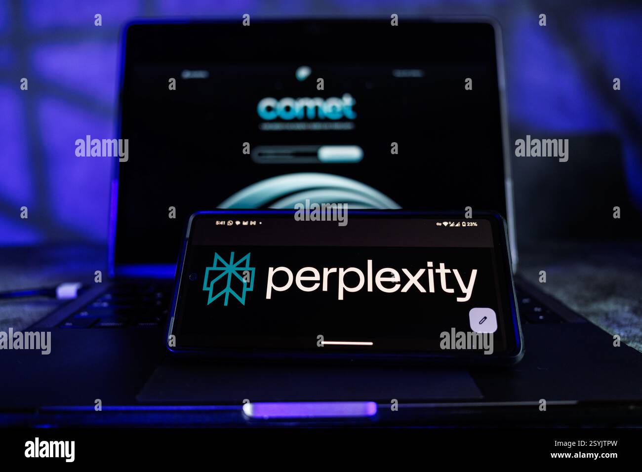 In this photo illustration, A new web browser 'Comet' by perplexity is seen on a computer ...