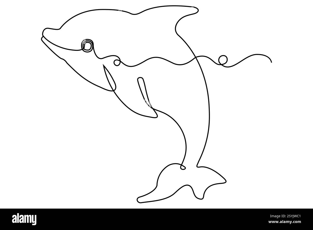 continuous single line art drawing Dolphin minimalist sketch line ...
