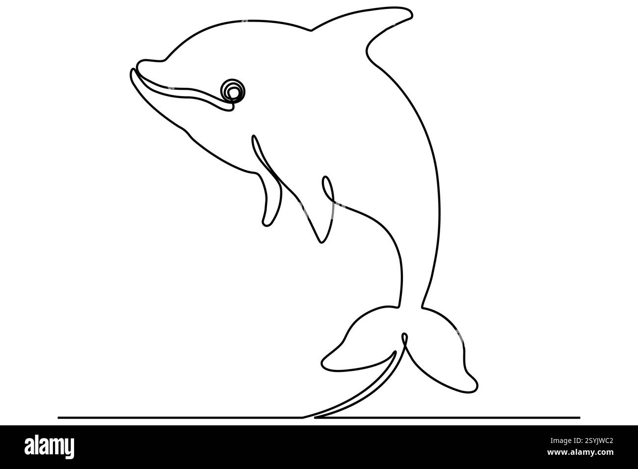 continuous single line art drawing Dolphin minimalist sketch line ...