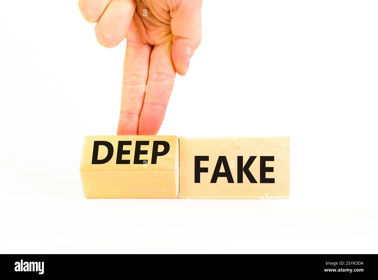 Deepfake or fake symbol. Concept words Fake Deepfake on wooden cubes ...