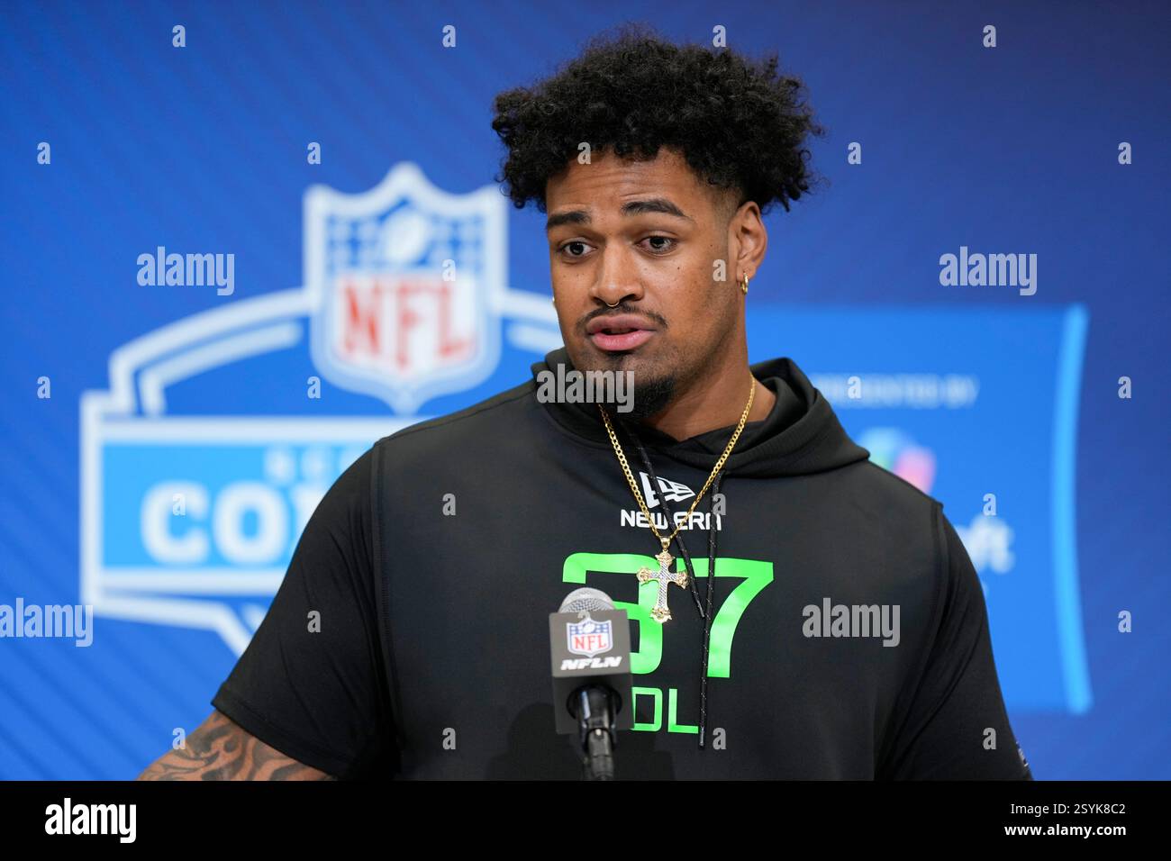 Ohio State offensive lineman Josh Simmons speaks during a press ...