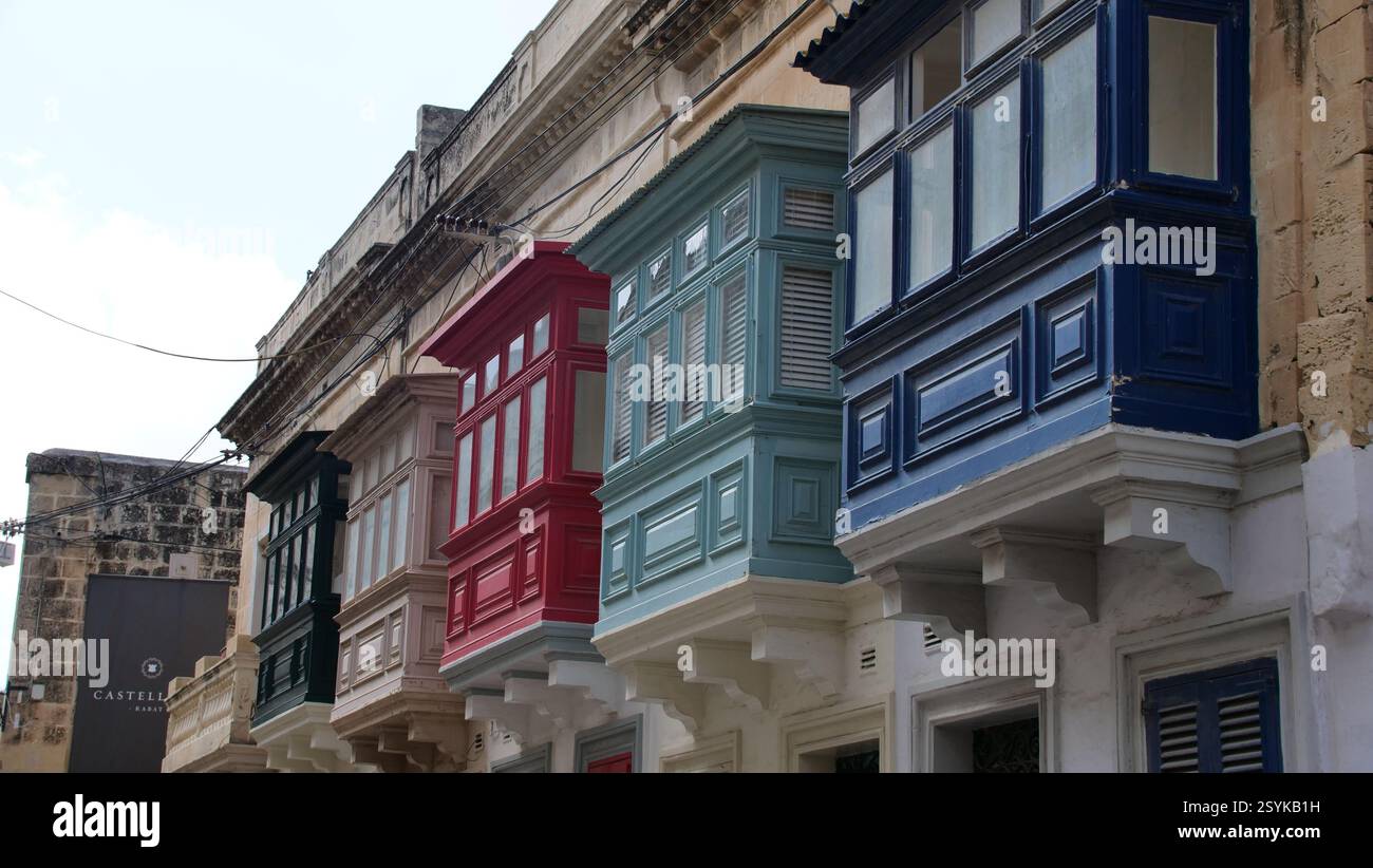 Colorful balconies in Malta Stock Photo - Alamy